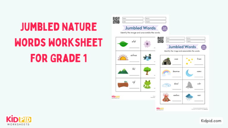 Jumbled Nature Words Worksheet for Grade 1 - Kidpid