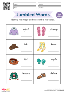 Jumbled Outfits Words Worksheet for Grade 1 - Kidpid