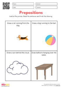 Location Prepositions Practice Worksheet for Kindergarten - Kidpid