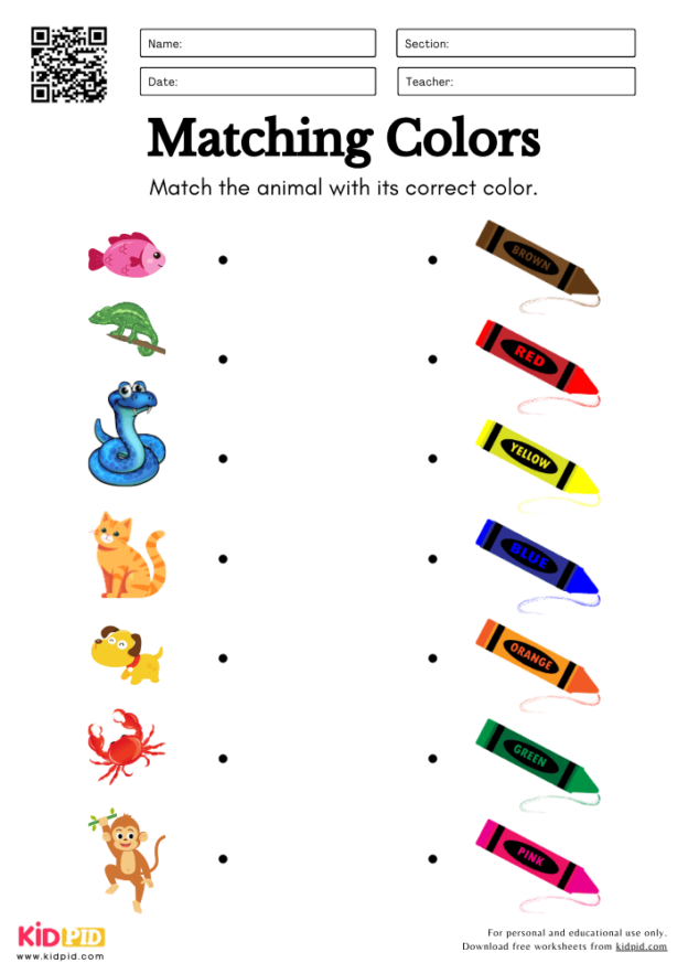 Matching Color Worksheet For Preschoolers - Kidpid