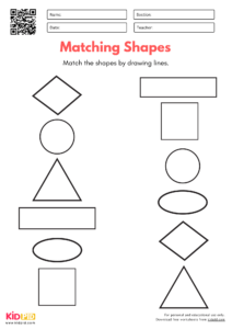 Matching Shapes Practice Worksheet for Kindergarten - Kidpid