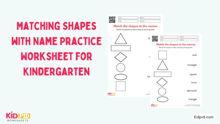 Matching Shapes with Name Practice Worksheet for Kindergarten - Kidpid