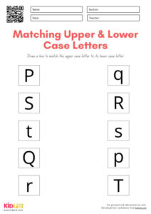 Matching Upper & Lower Case Letters Worksheet for Preschool - Kidpid