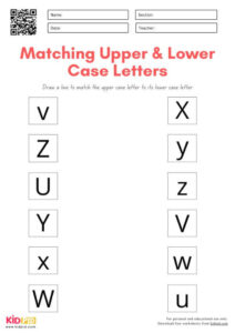 Matching Upper & Lower Case Letters Worksheet for Preschool - Kidpid