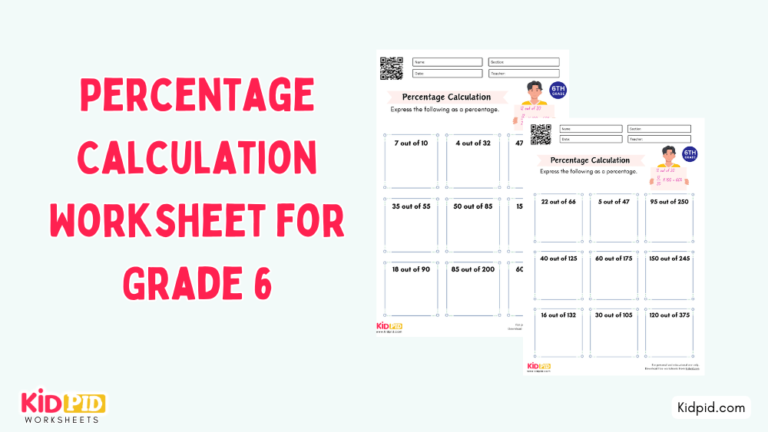 Percentage Calculation Worksheet for Grade 6 - Kidpid