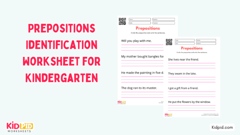 Preposition Worksheets for Kindergarten - Kidpid
