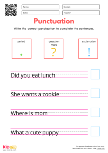 Punctuation Practice Worksheet for Kindergarten - Kidpid