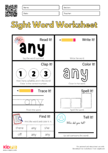 Sight Word Worksheets For Kindergarten - Kidpid