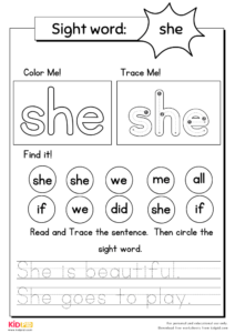 Sight Word Worksheets With Sentences For Kindergarten - Kidpid