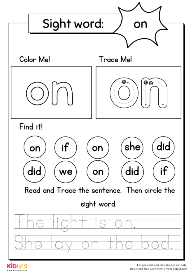 Sight Word Worksheets With Sentences For Kindergarten - Kidpid