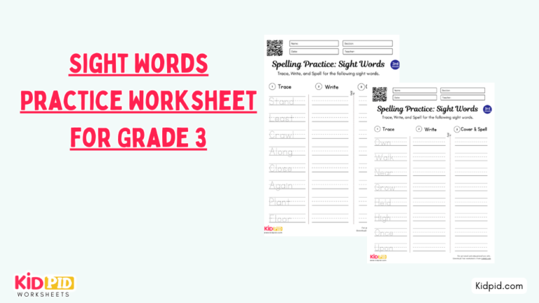 Sight Words Practice Worksheet for Grade 3 - Kidpid