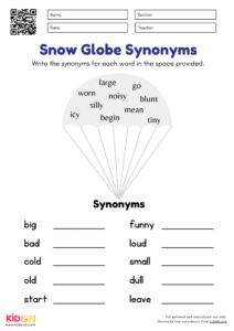 Snow Globe Synonyms Worksheets For Grade 2 - Kidpid