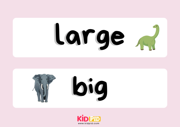 Synonyms Flashcards For Grade 1 - Kidpid