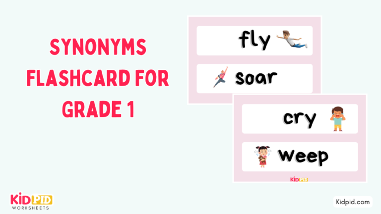 Synonyms Flashcards For Grade 1 - Kidpid