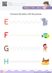 Trace The Lines to Connect the Letter With the Picture - Kidpid