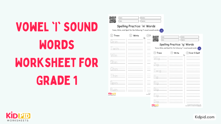 Vowel 'I' Sound Words Worksheet for Grade 1 - Kidpid