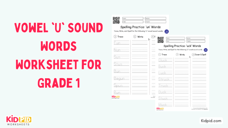 Vowel 'U' Sound Words Worksheet for Grade 1 - Kidpid