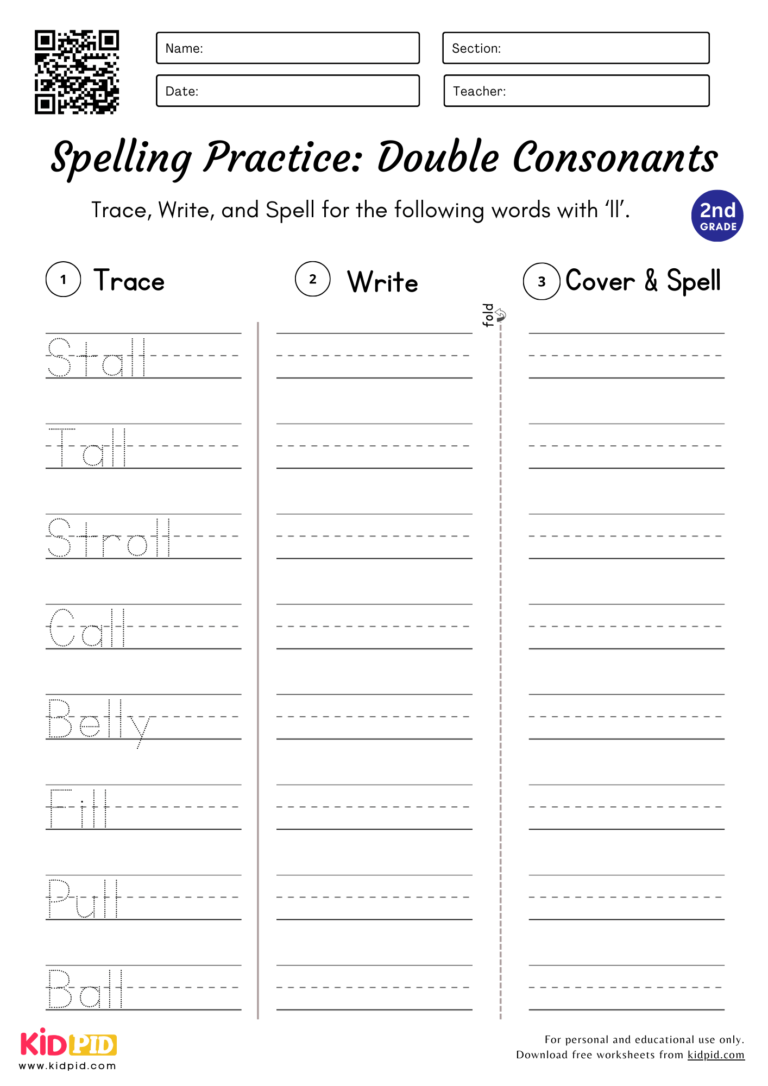 Words Containing Double Consonants Worksheet for Grade 2 - Kidpid