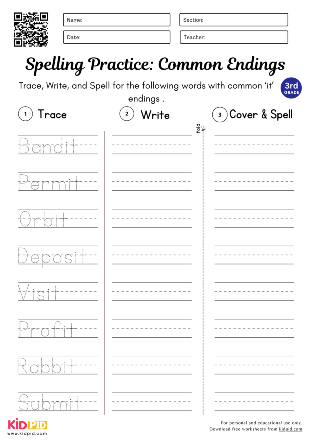Words with Common Endings Worksheet for Grade 3 - Kidpid