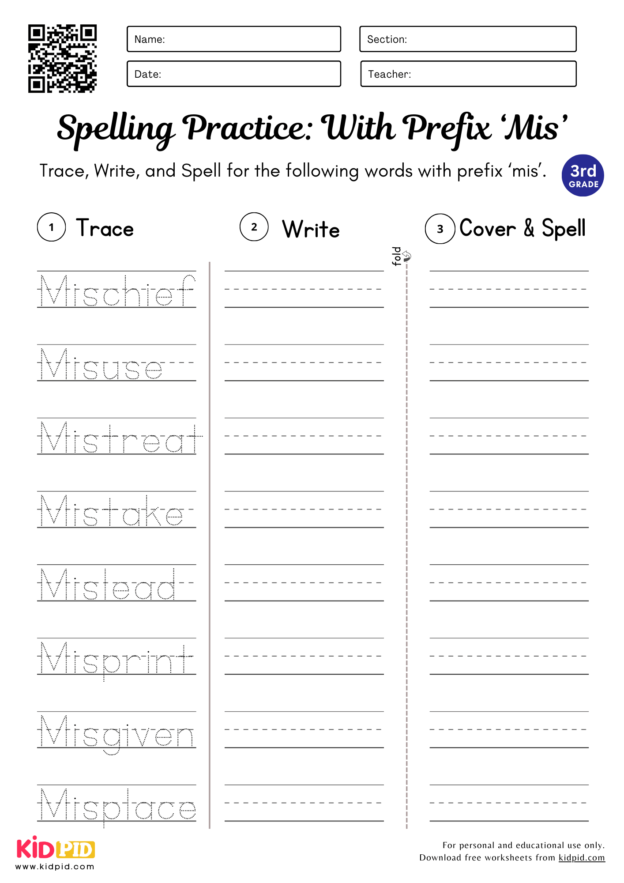 Words with Different Prefixes Worksheet for Grade 3 - Kidpid