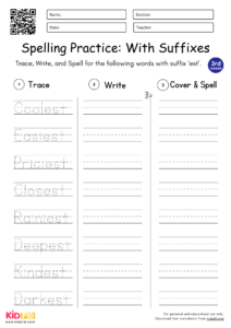 Words with Various Suffixes Worksheet for Grade 3 - Kidpid