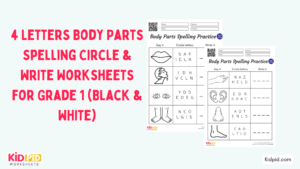 4 Letters Body Parts Spelling Circle & Write Worksheet for Grade 1 ...