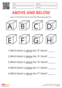 Above and Below Position Worksheet for Kindergarten - Kidpid
