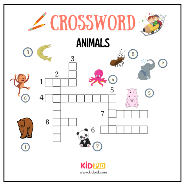 Animals Crosswords Worksheet For Grade 2 - Kidpid