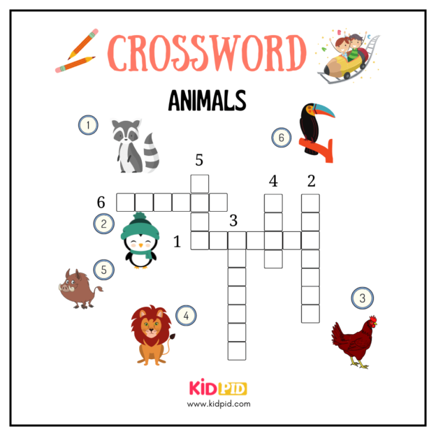 Animals Crosswords Worksheet For Grade 2 - Kidpid