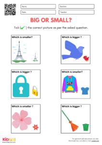 Big or Small Size Comparison Worksheet for Kindergarten - Kidpid
