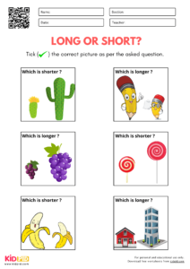 Long or Short Size Comparison Worksheet for Kindergarten - Kidpid
