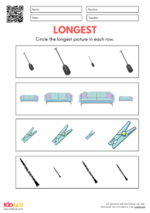 Longest and Shortest Size Comparison Worksheet for Kindergarten - Kidpid
