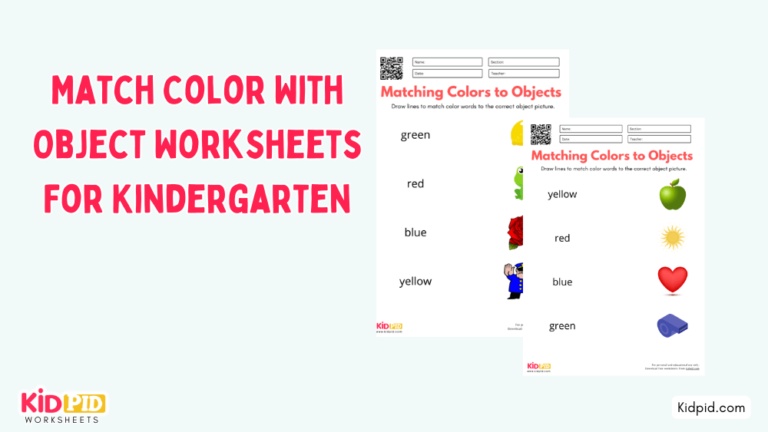 Match Color With Object Worksheet For Kindergarten - Kidpid