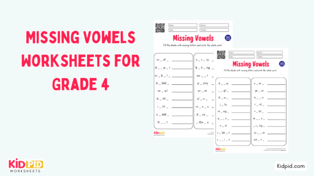 Missing Vowels Worksheet for Grade 4 - Kidpid