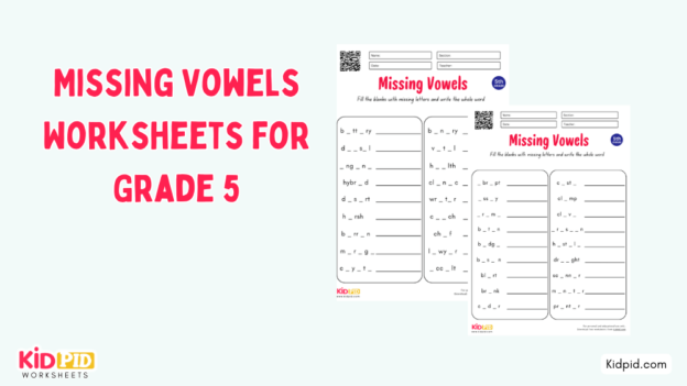 Missing Vowels Worksheet for Grade 5 - Kidpid