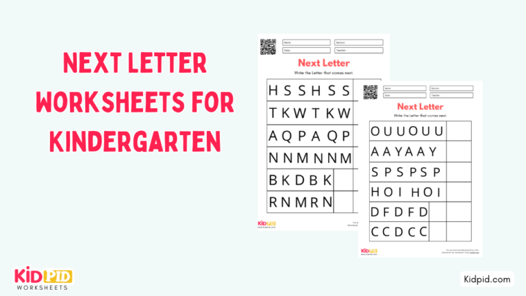 Next Letter Worksheets for Kindergarten - Kidpid