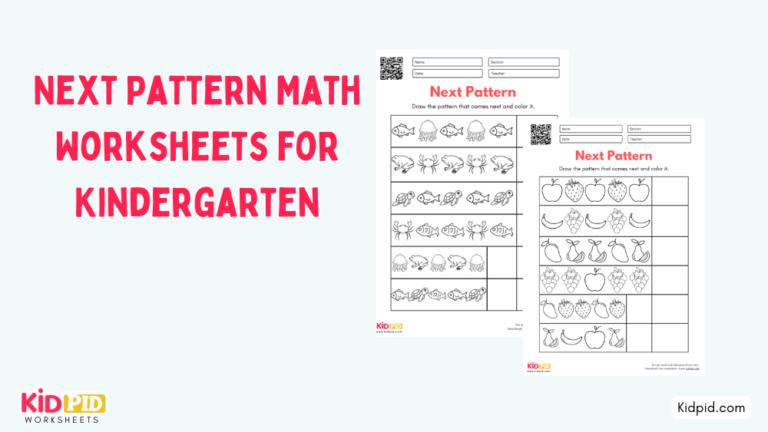 Next Pattern Math Worksheets for Kindergarten - Kidpid