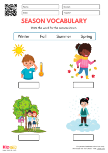 Season Words Practice Worksheet for Kindergarten - Kidpid