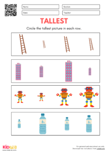 Tallest and Shortest Size Comparison Worksheet for Kindergarten - Kidpid