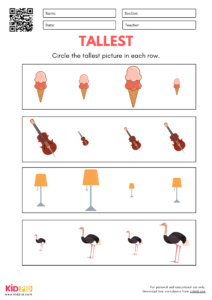 Tallest and Shortest Size Comparison Worksheet for Kindergarten - Kidpid