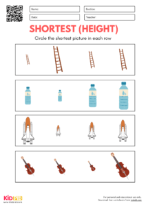 Tallest and Shortest Size Comparison Worksheet for Kindergarten - Kidpid