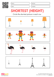 Tallest and Shortest Size Comparison Worksheet for Kindergarten - Kidpid