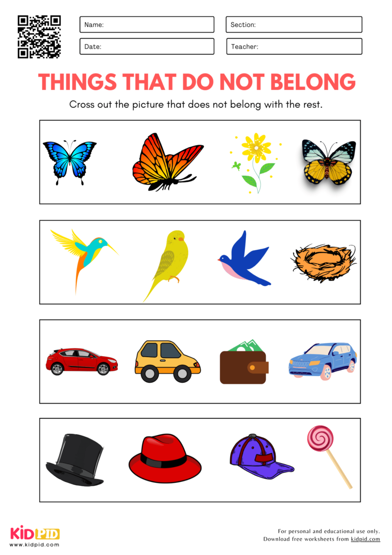Things That Do Not Belong Worksheet for Kindergarten - Kidpid