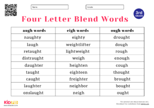 Three & Four Letter Blend Words Worksheet for Grade 3 - Kidpid