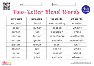 Two Letter Blend Words Spelling List Worksheet For Grade 4 - Kidpid