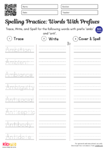 Words Containing Prefixes Worksheet for Grade 5 - Kidpid
