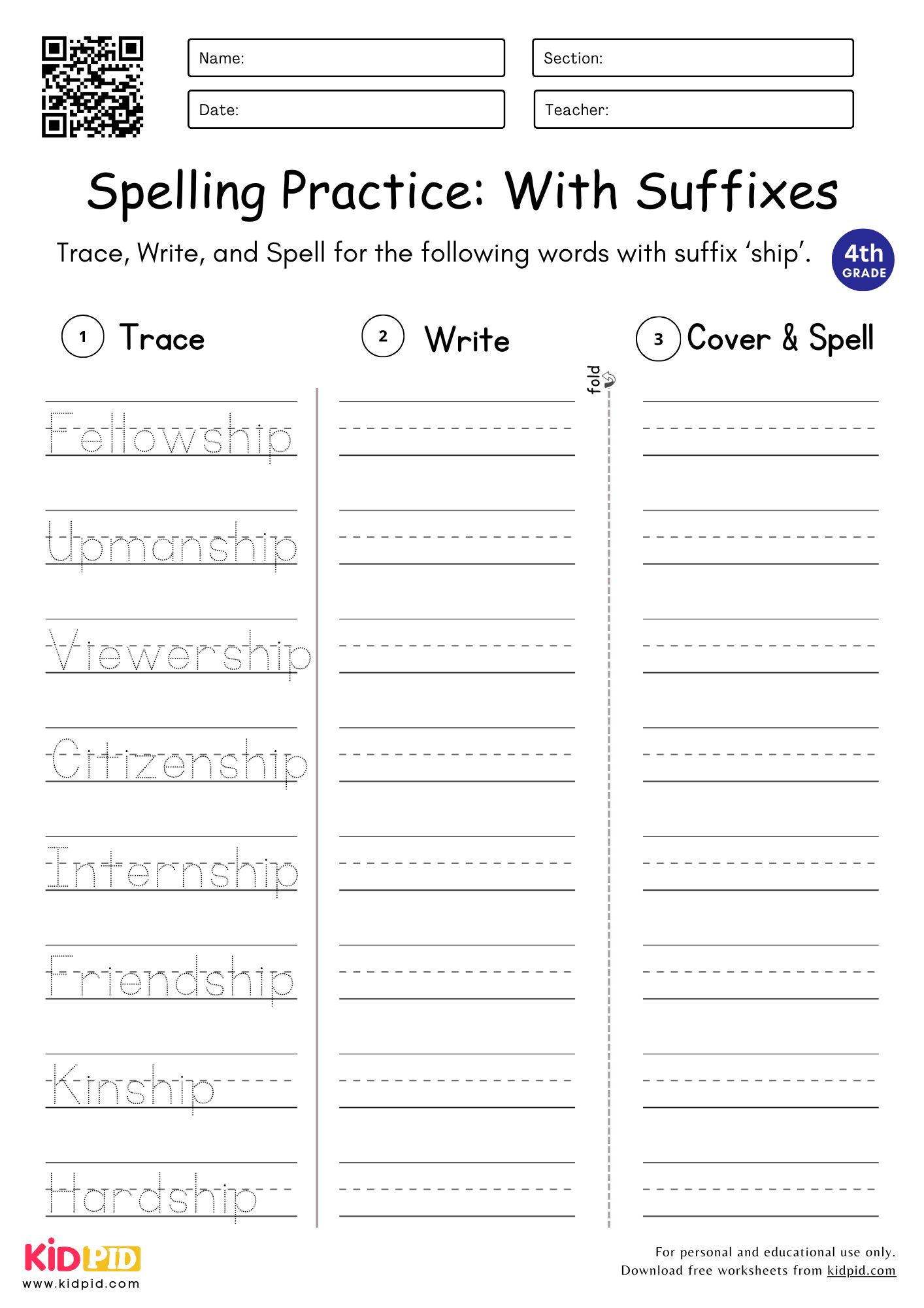 Words Containing Suffixes Worksheet for Grade 4 - Kidpid