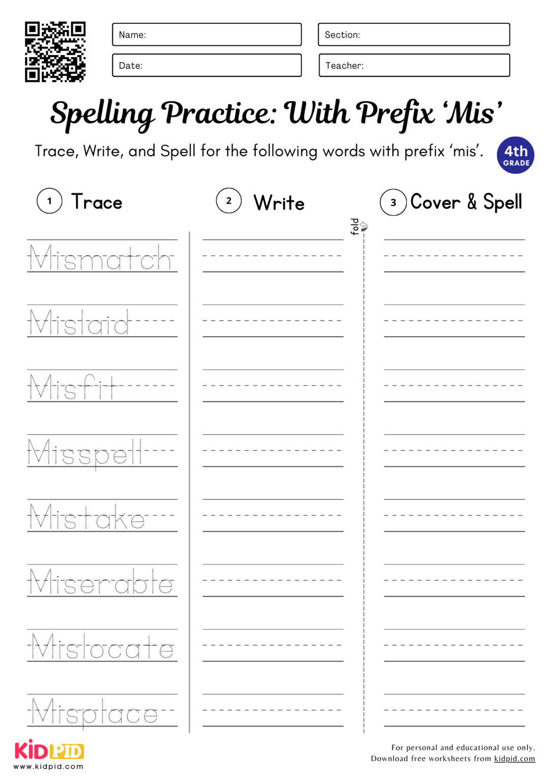 Words With Prefixes Worksheet for Grade 4 - Kidpid