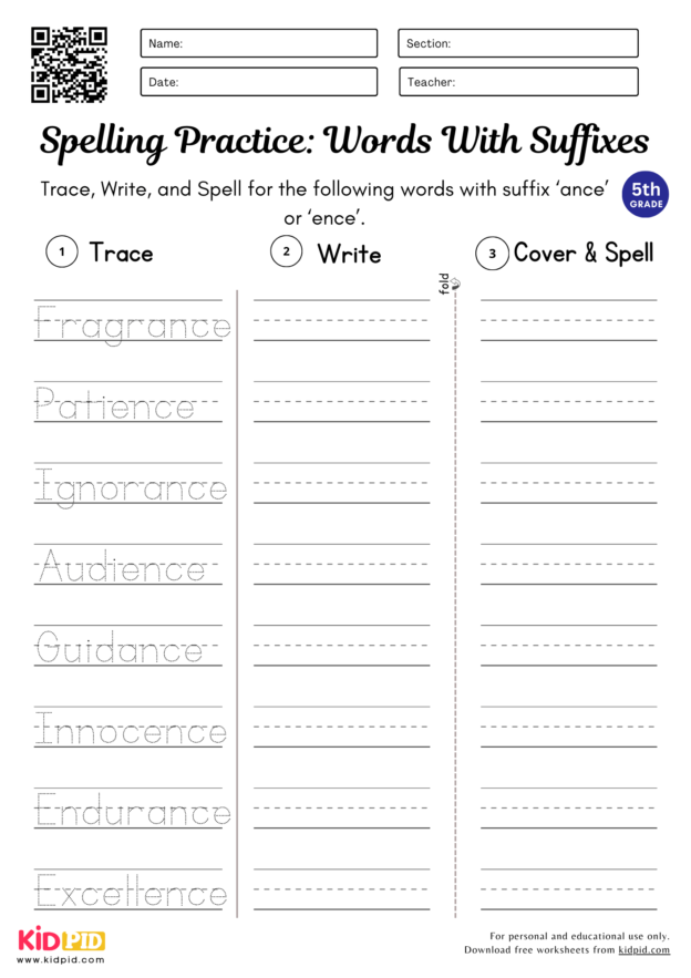 Words with Suffixes Worksheet for Grade 5 - Kidpid