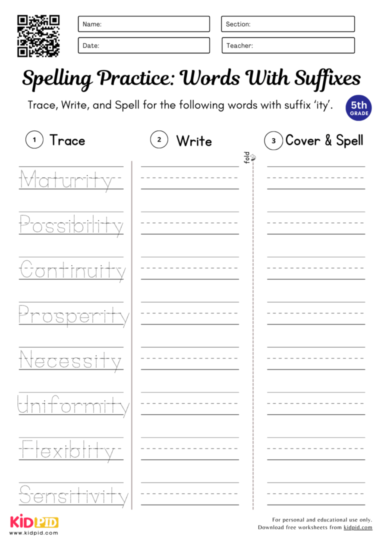 Words with Suffixes Worksheet for Grade 5 - Kidpid